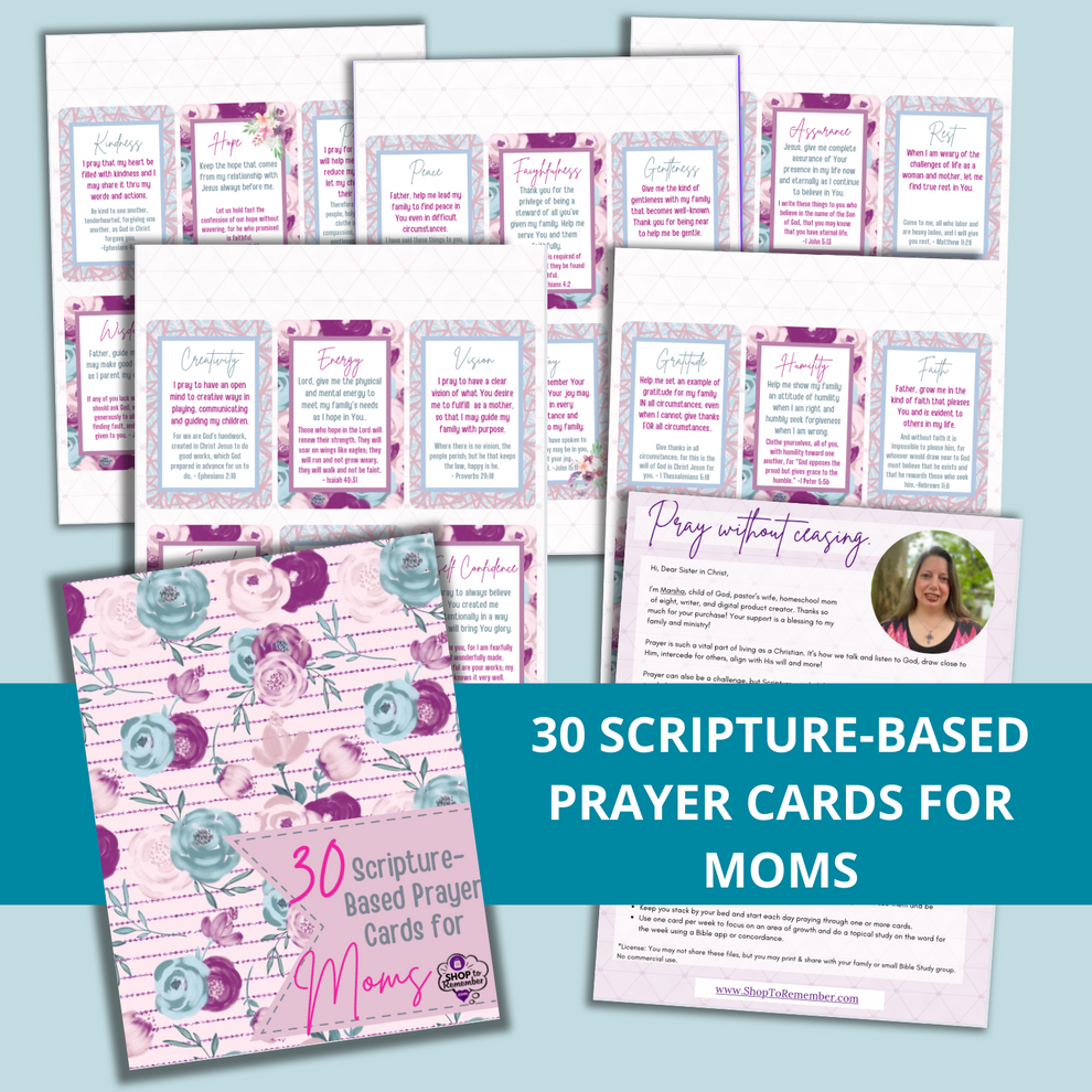 30 Scripture-Based Printable Prayer Cards for Moms – Shop to Remember