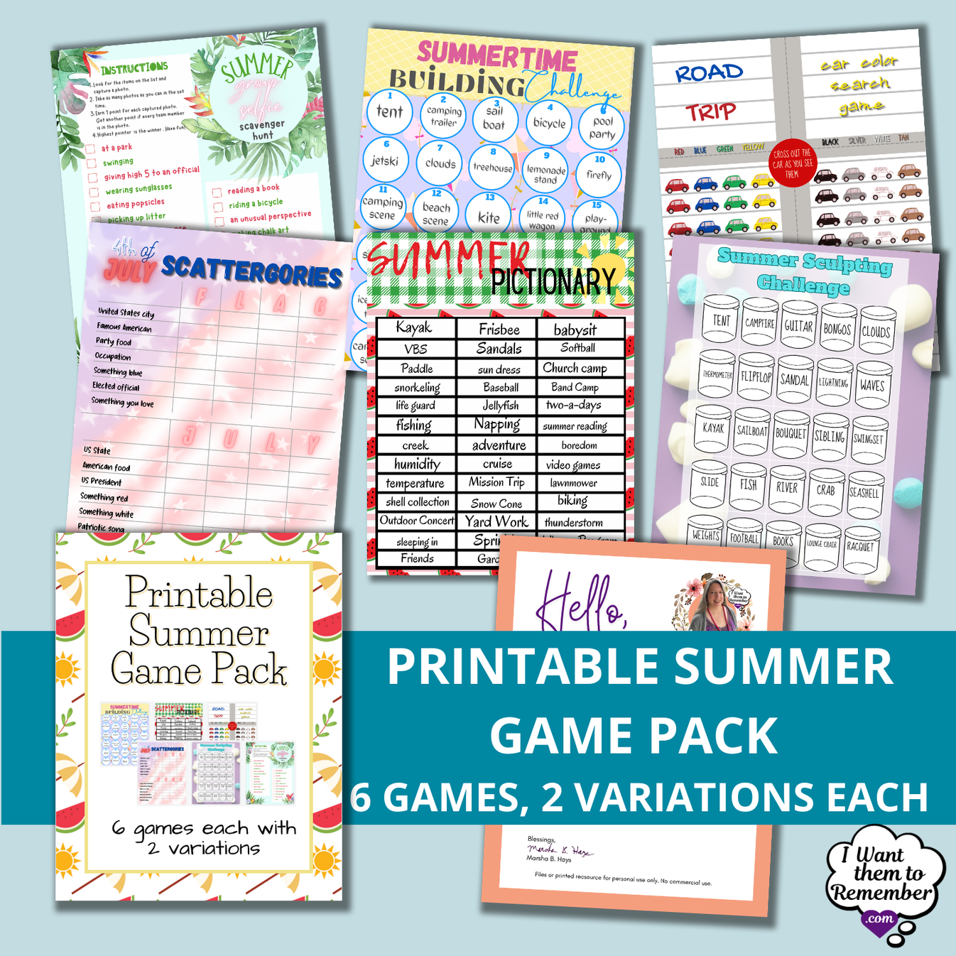 Printable Summer-Themed Game Pack for Families - Instant PDF Download ...